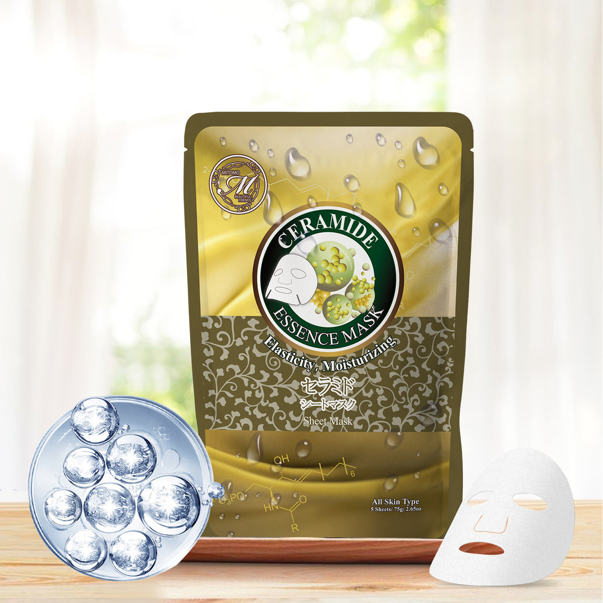 MITOMO Natural Ceramide Elasticity Moisturizing Facial Essence Mask [M ...